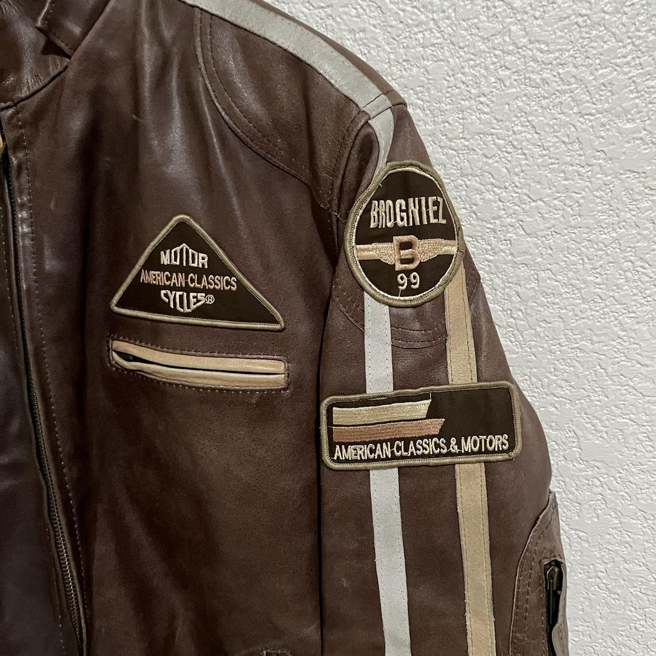 vintage leather racing/biker jacket good condition,... - Depop