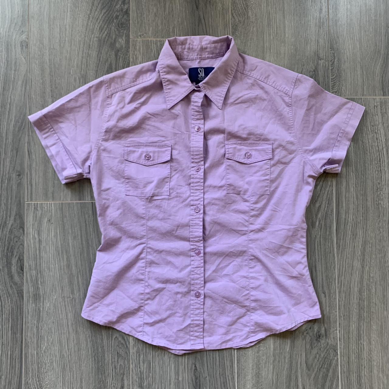 purple button down ! - short sleeve - no missing... - Depop