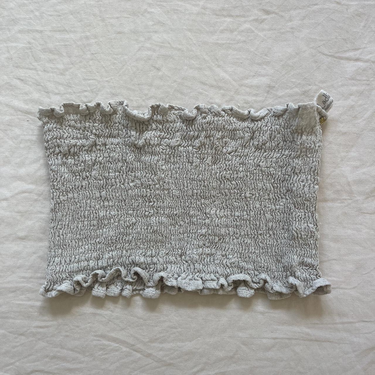 Cream/beige 100% linen bandeau Size x small/small... - Depop