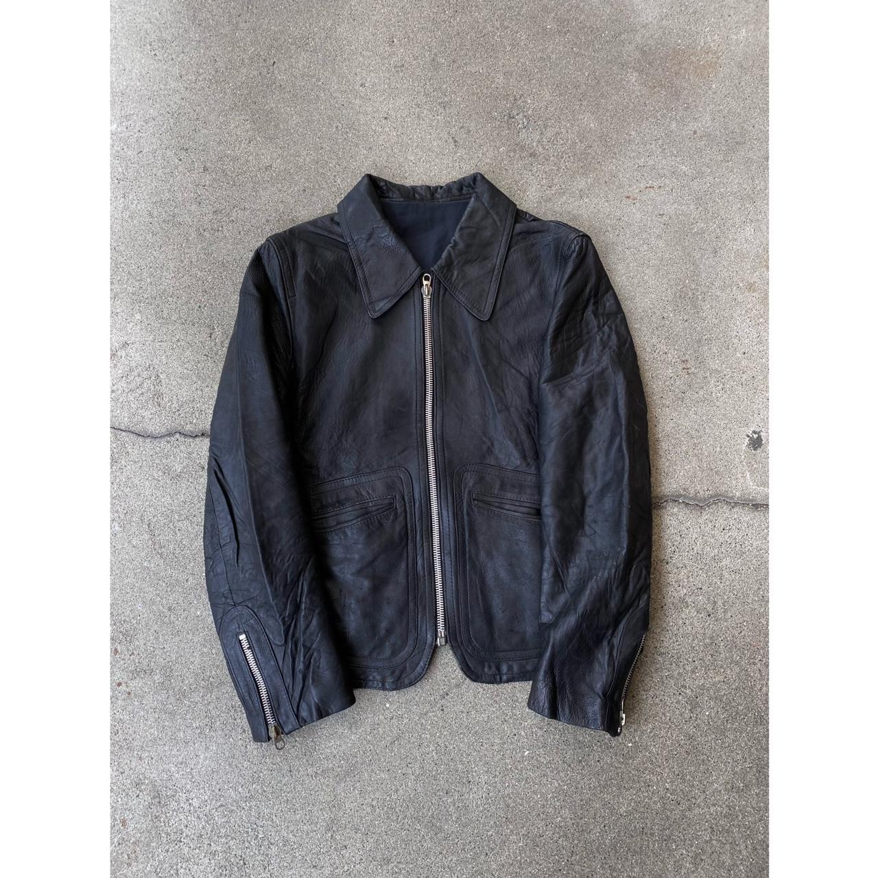 germany 1970's euro vintage leather jacket with... - Depop