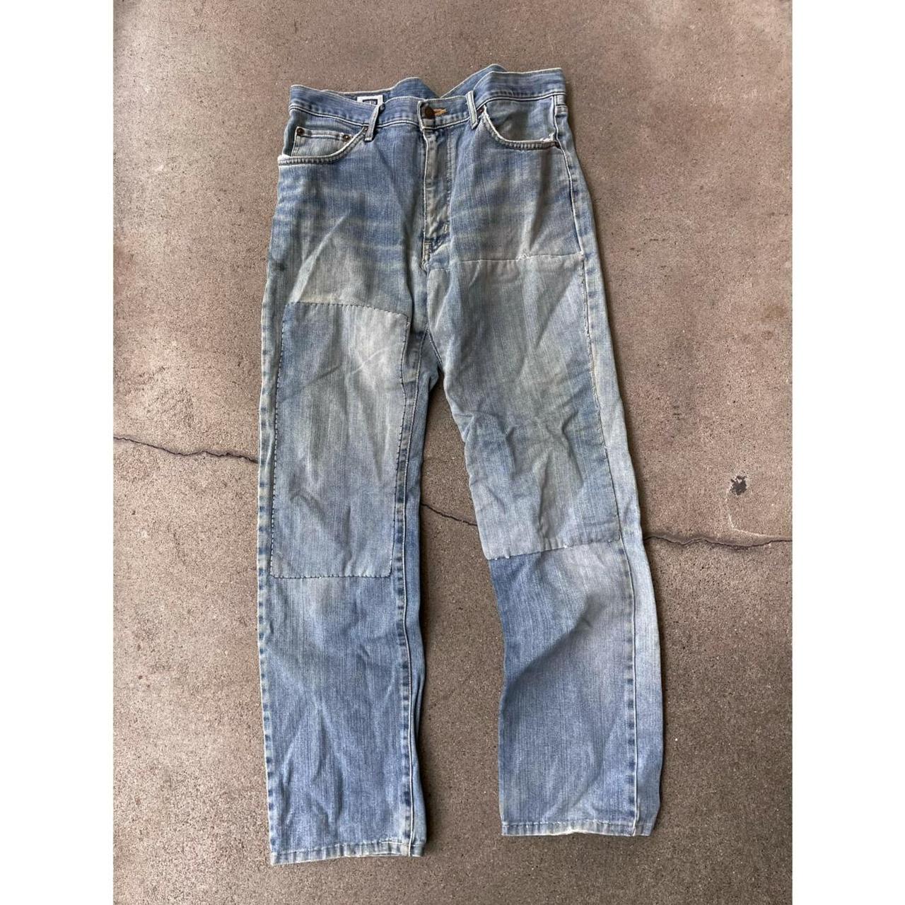 old EDWIN patched denim jeans faded blue | Depop