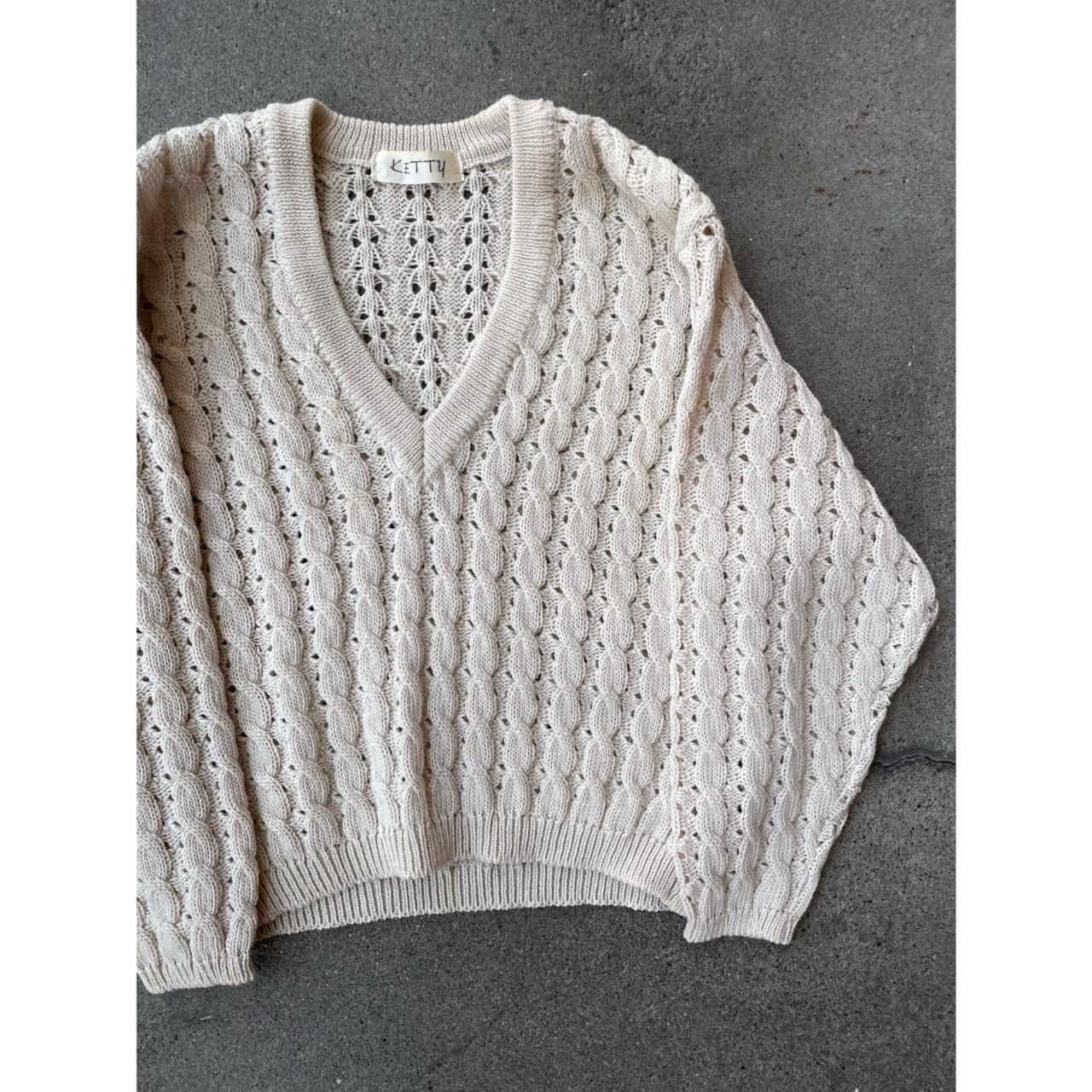 women's 1980's old ketty v-neck crochet... | Depop