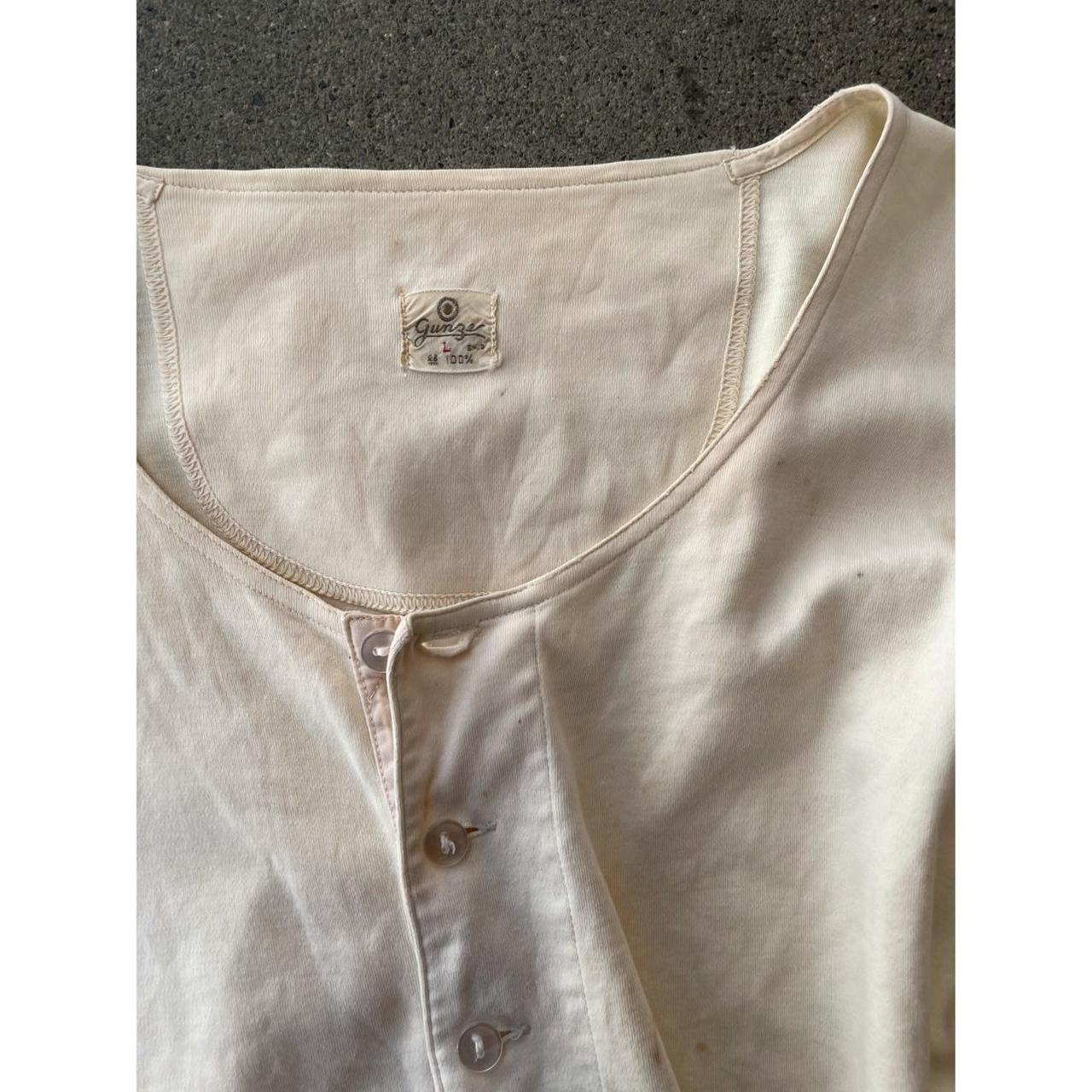 old japan gunze cotton ragged t-shirts 'L' | Depop