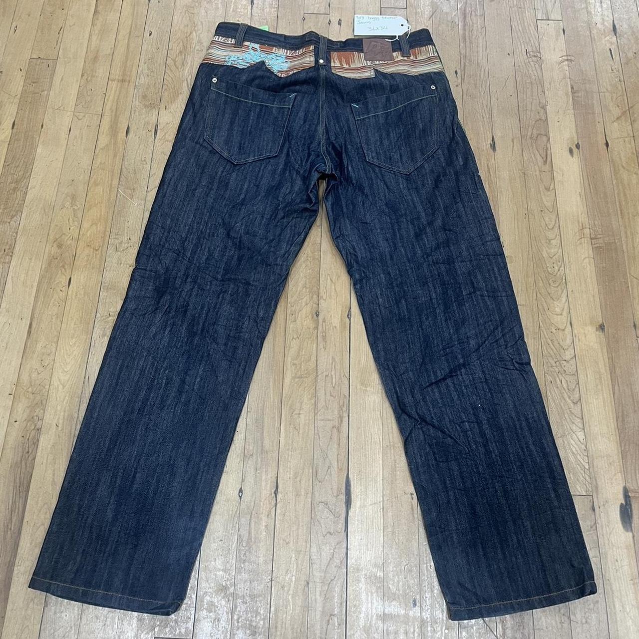 Revolution Men's Green and Navy Jeans | Depop