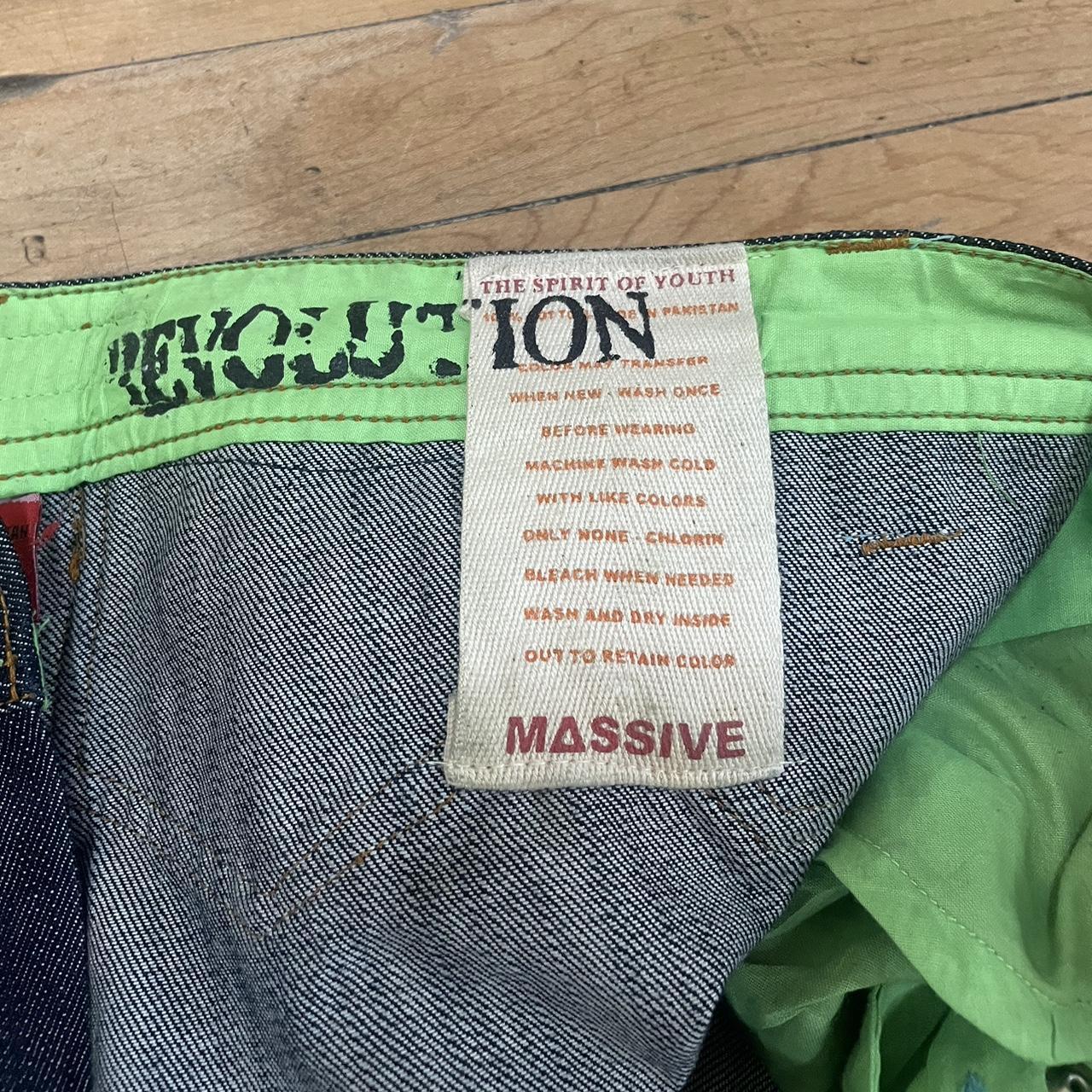 Revolution Men's Green and Navy Jeans | Depop