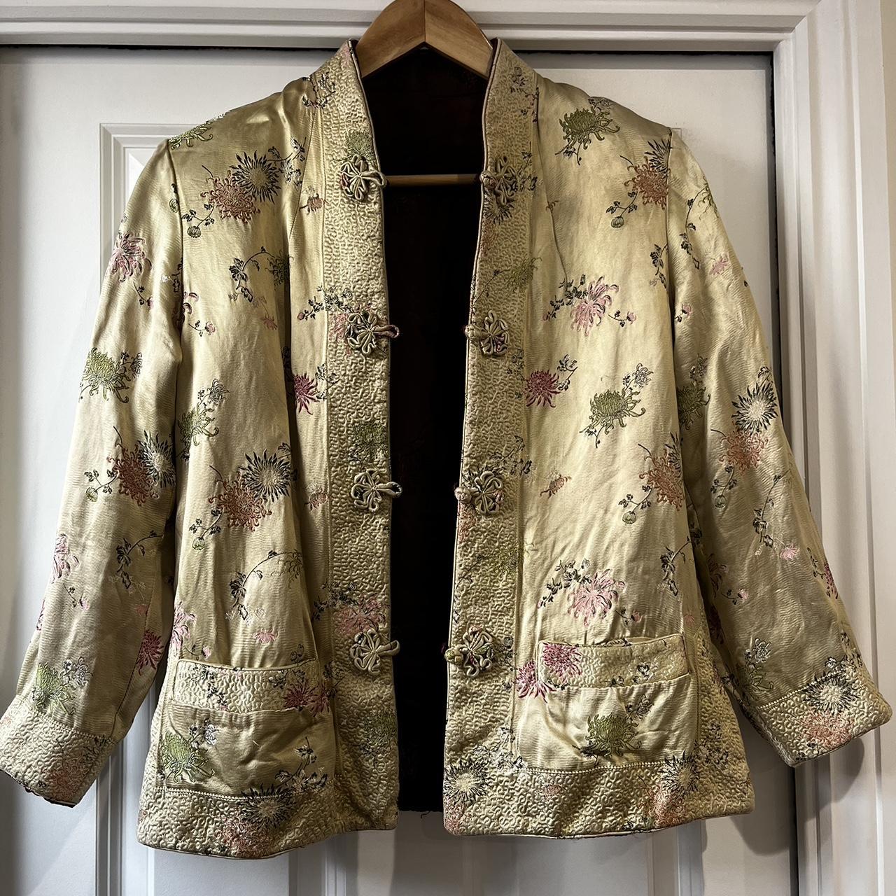 Unique vintage reversible quilted Chinese jacket - Depop