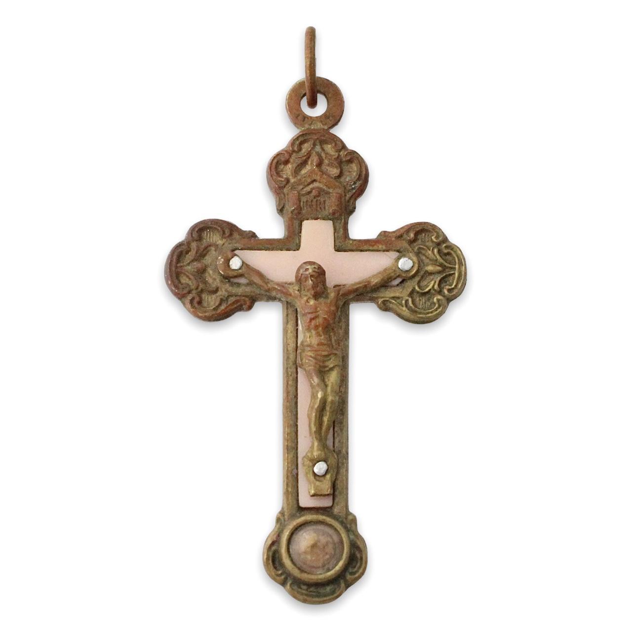 Vintage Italian Catholic crucifix cross necklace... - Depop