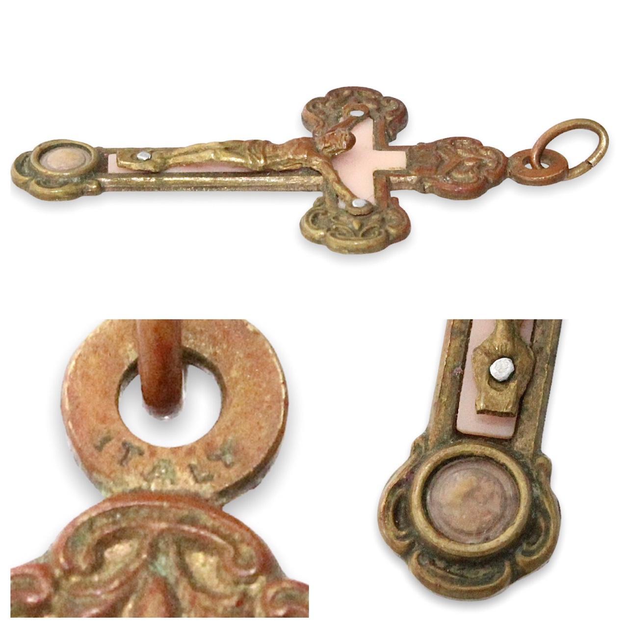 Vintage Italian Catholic crucifix cross necklace... - Depop