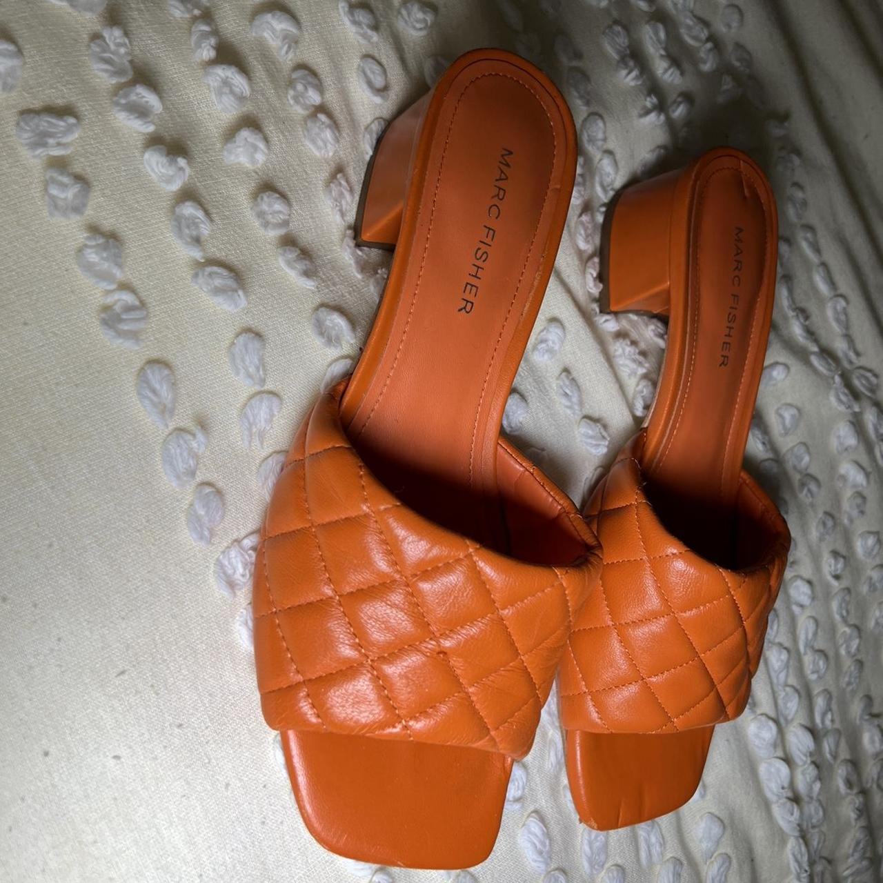 Marc Fisher Women's Orange Mules | Depop