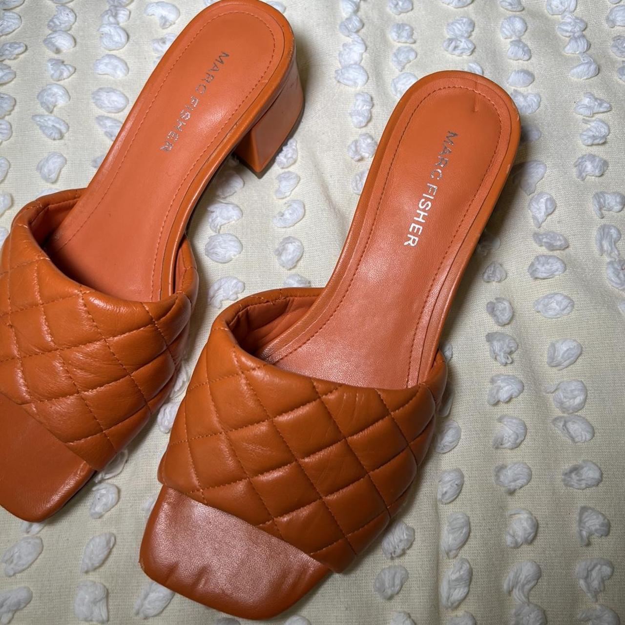 Marc Fisher Women's Orange Mules | Depop