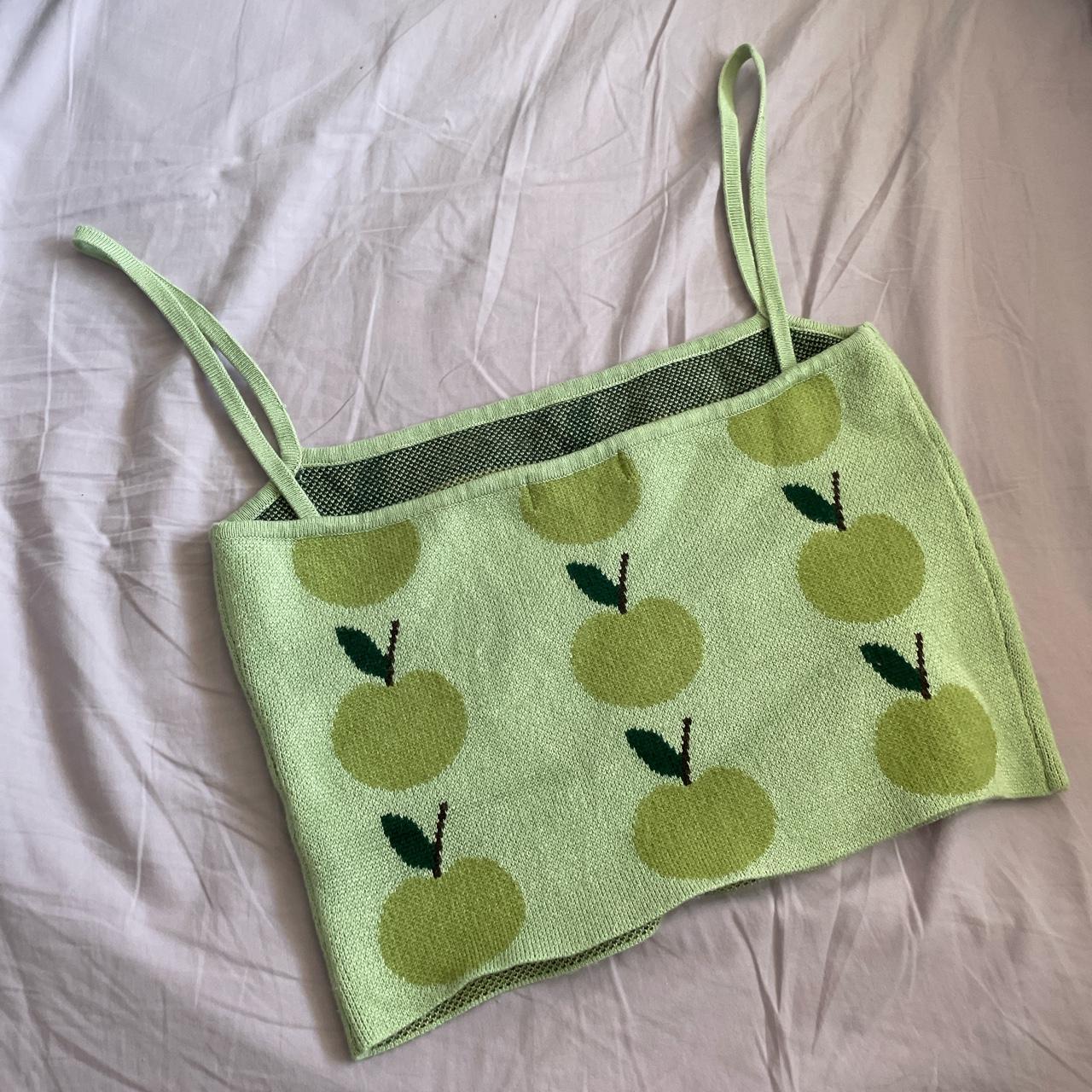 Vrg Grl green knit apple tank top, worn once and in... - Depop