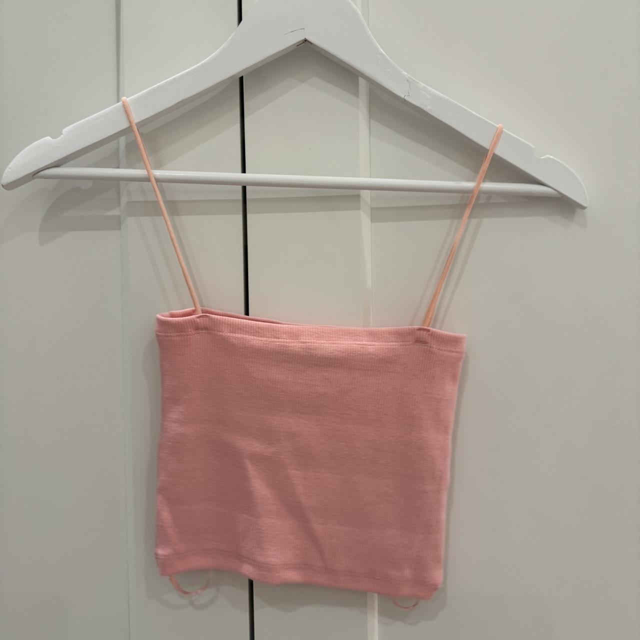 zara pink crop top with spaghetti straps worn a... - Depop