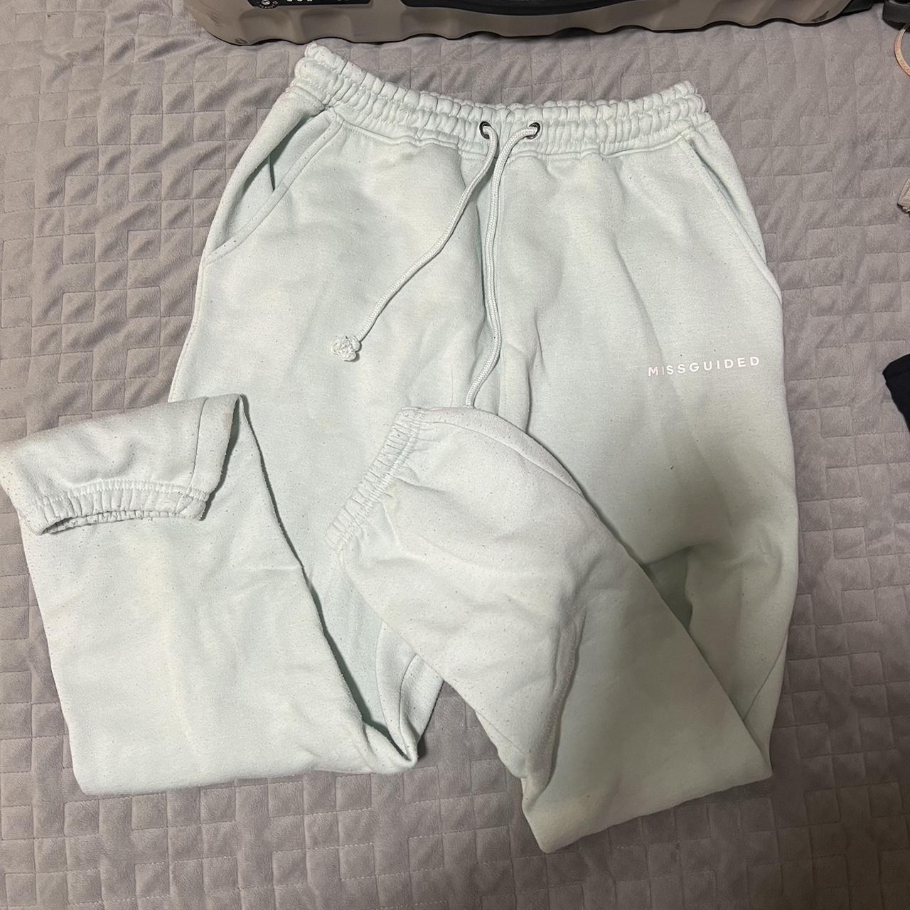 Missguided teal blue light thick trackies size 8 - Depop