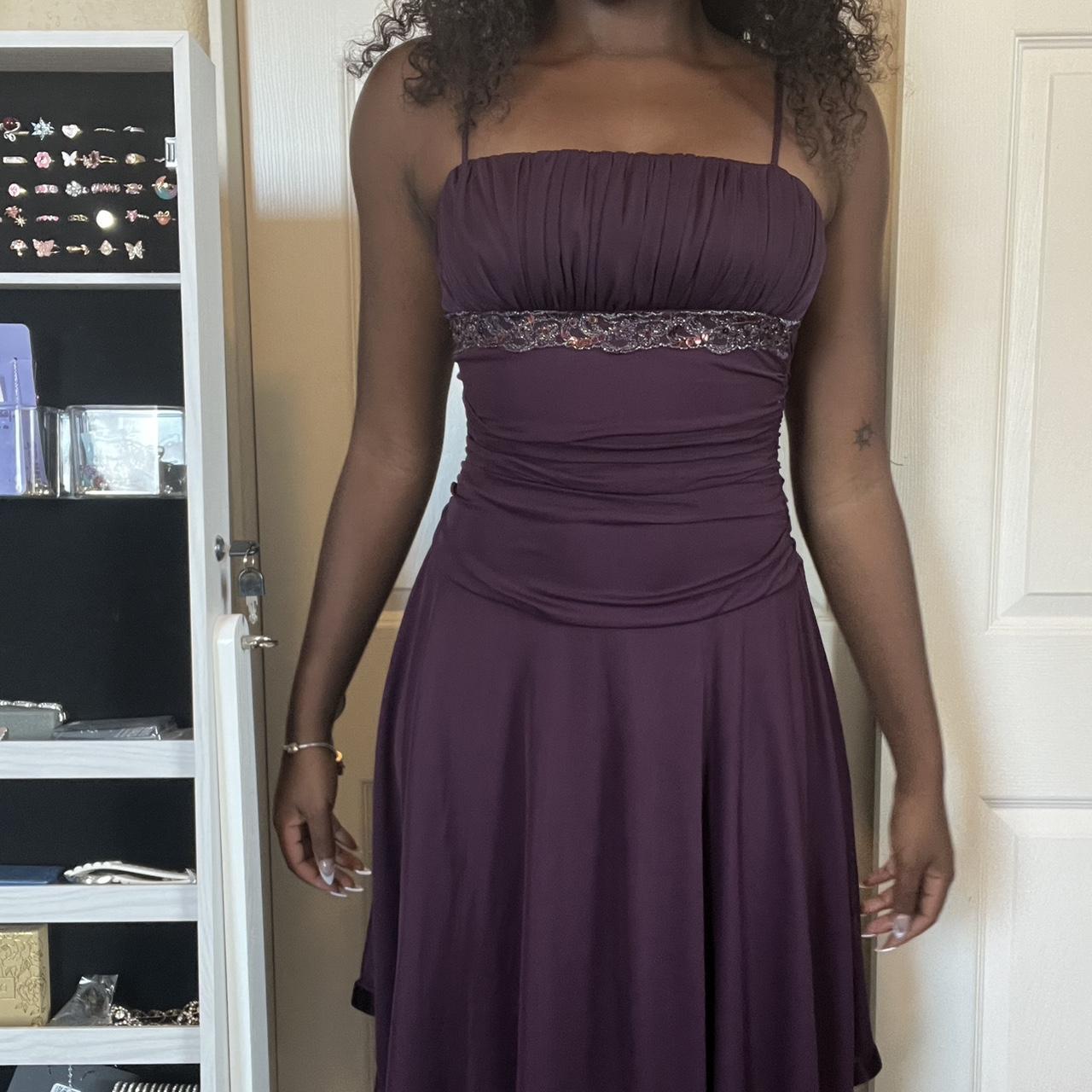 Purple 2000s prom/going out dress with flowy skirt... - Depop