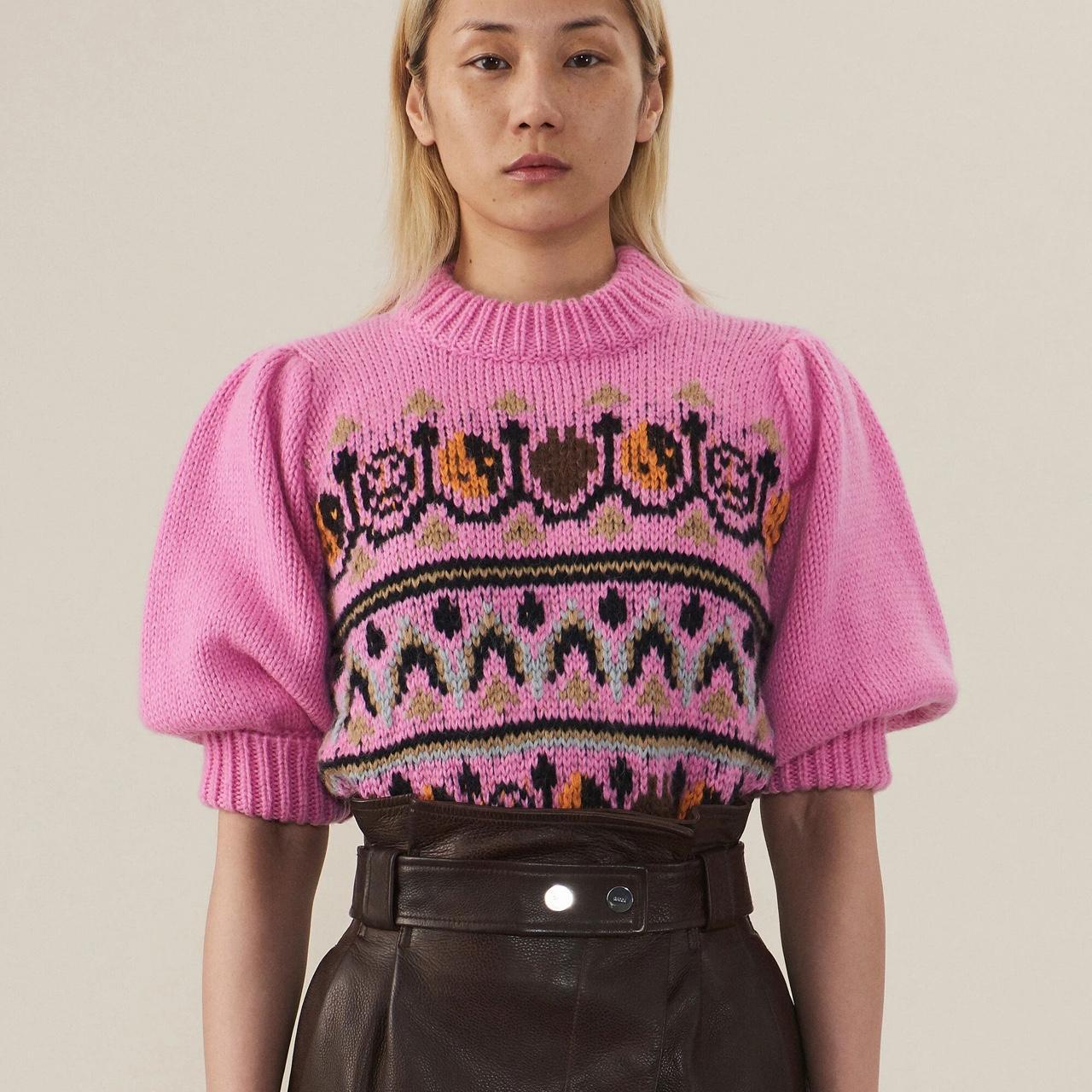 Ganni wool puff sweater - Depop