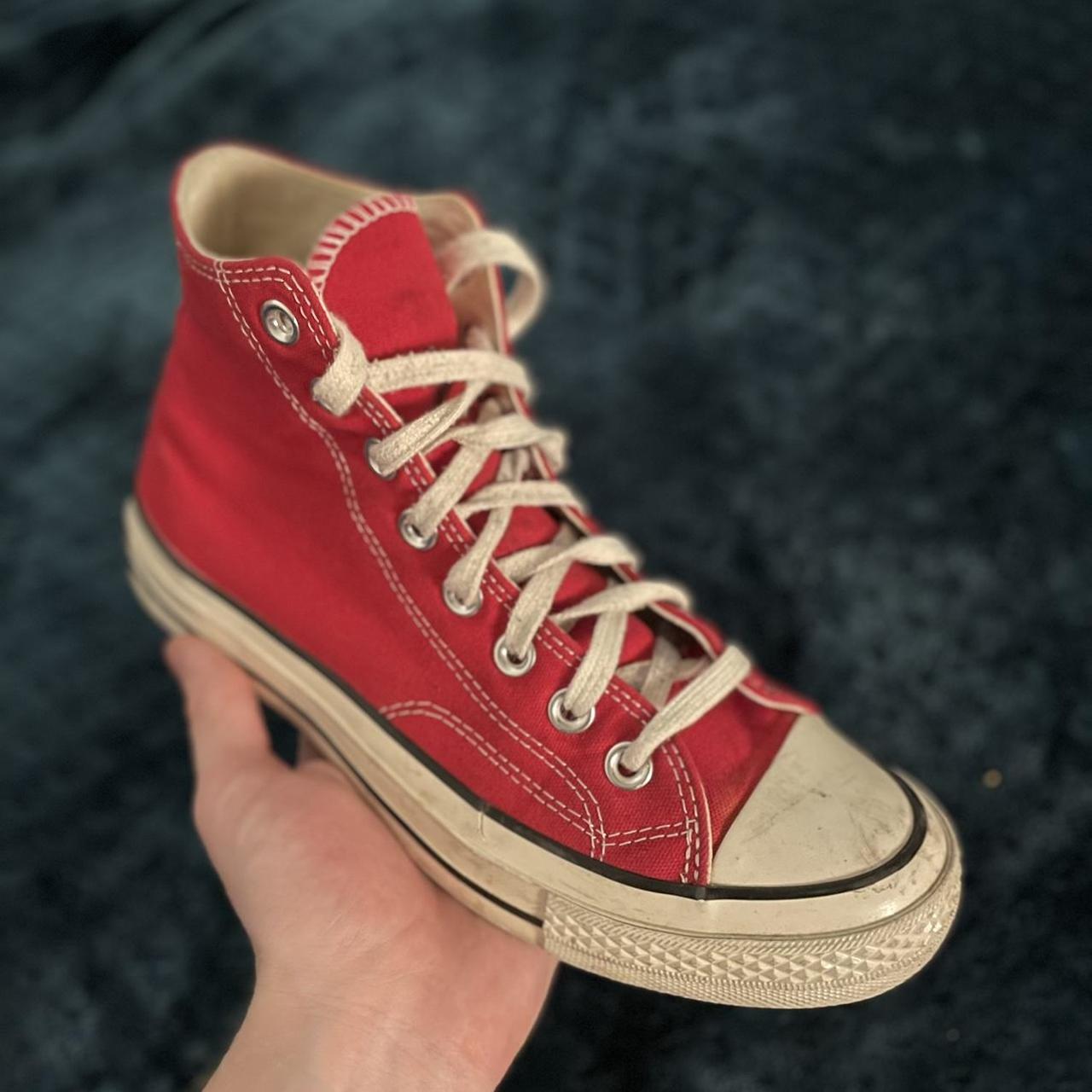 Red converse high tops Womens uk9 Mens uk7 Only... - Depop