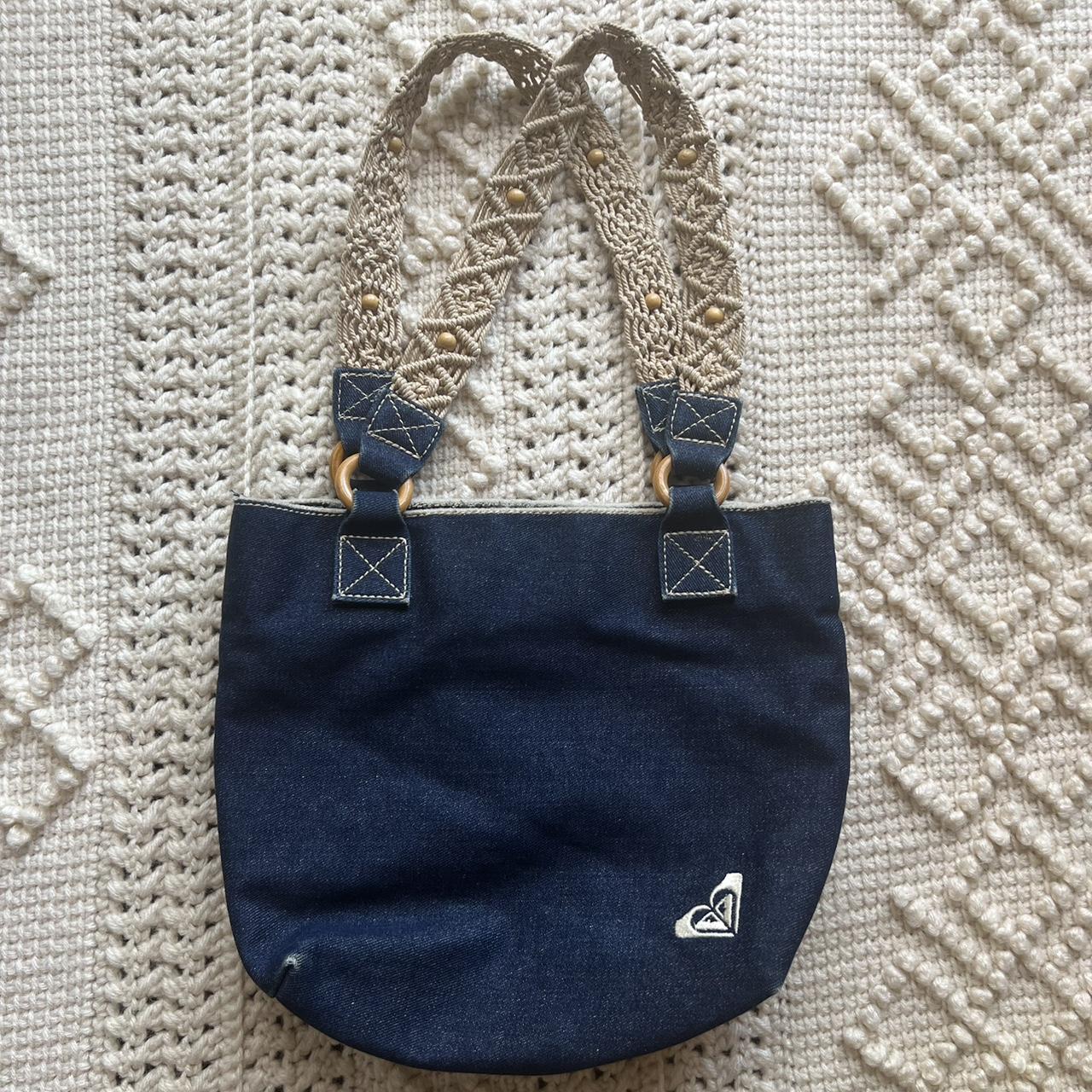 Roxy Women's Navy and Cream Bag | Depop