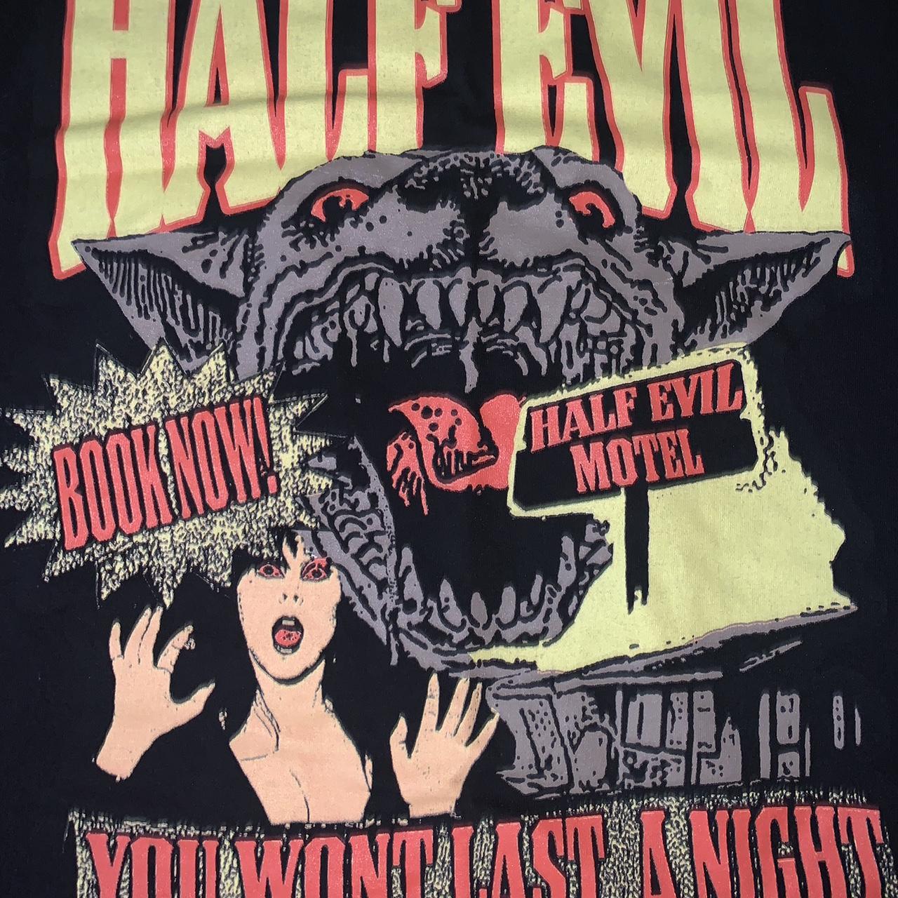Half Evil 333 Half evil motel Elvira tee!!! A great... - Depop