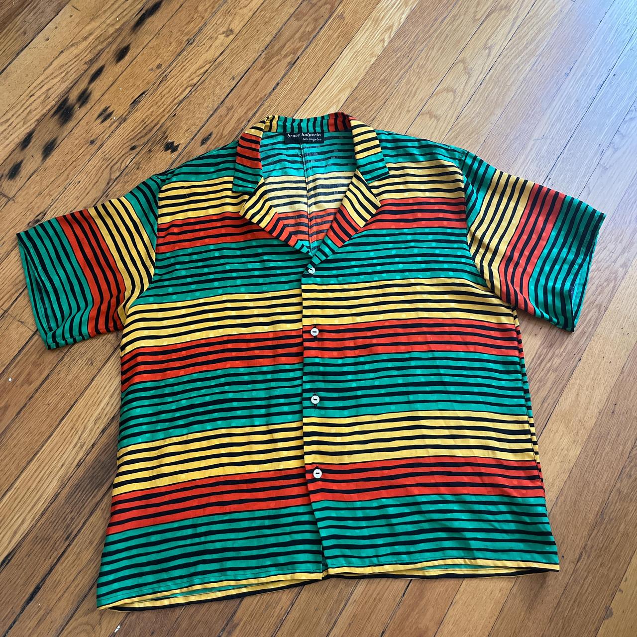 90s vintage 100% silk shirt Bruce Halperin Los... | Depop