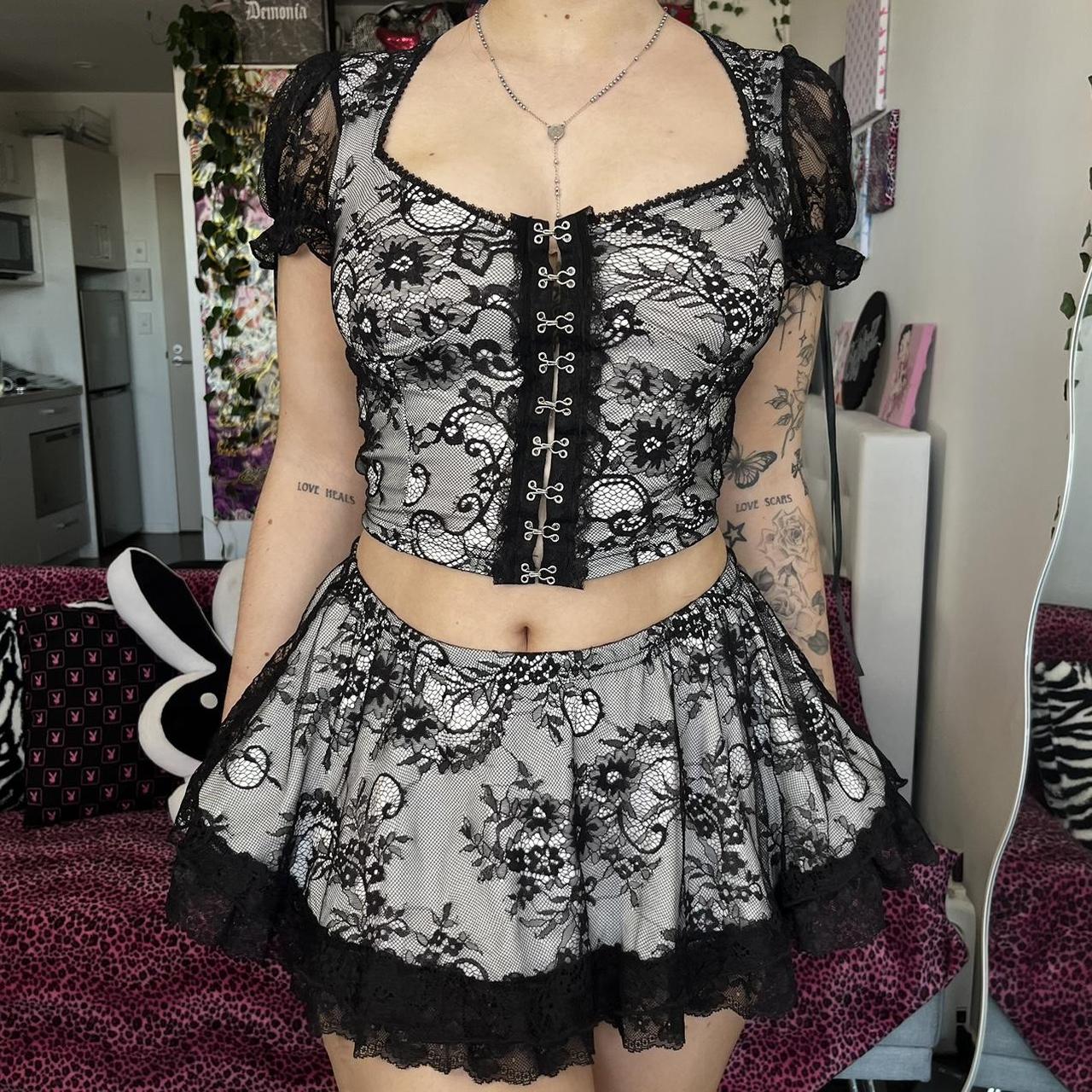 Dollskill widow lace skirt set - tagged size... - Depop