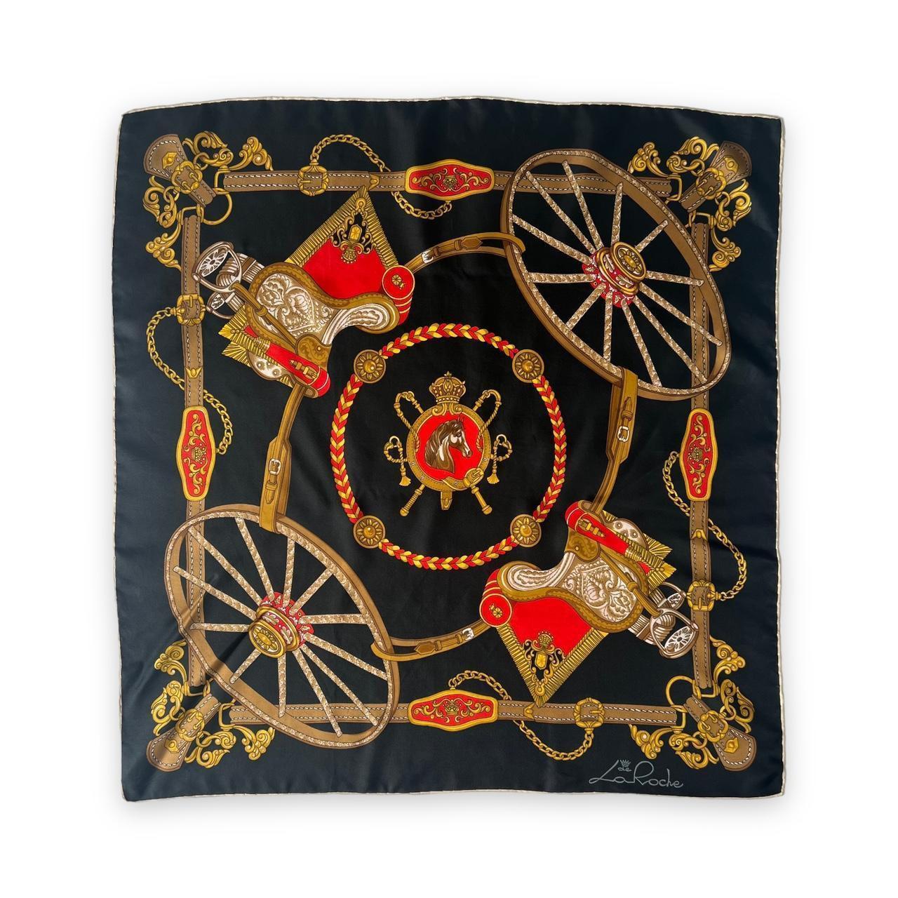 Silk scarf Vintage La Roche square silky scarf -... - Depop