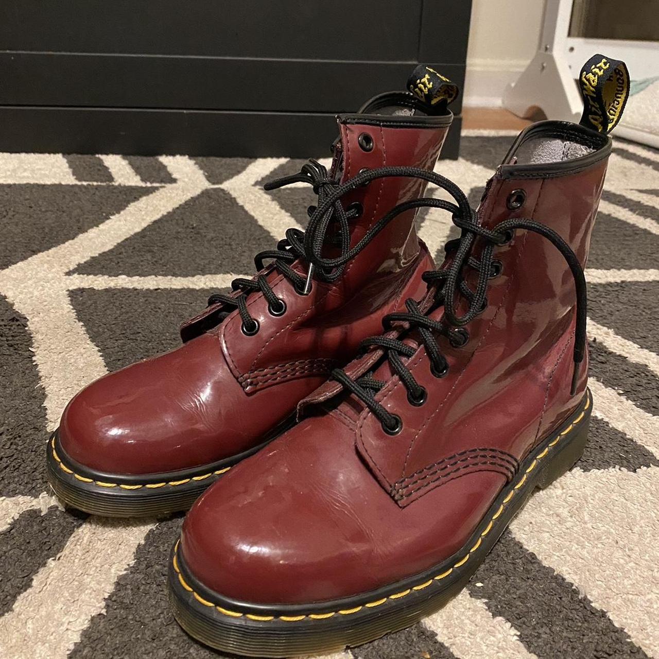 Red / Maroon Doc Martens Worn with some creasing... - Depop
