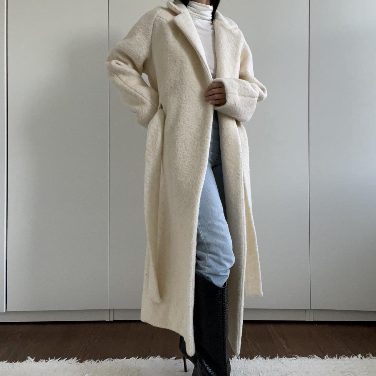 Ganni ivory boucle coat size 36 sz 2 US. Worn once... - Depop