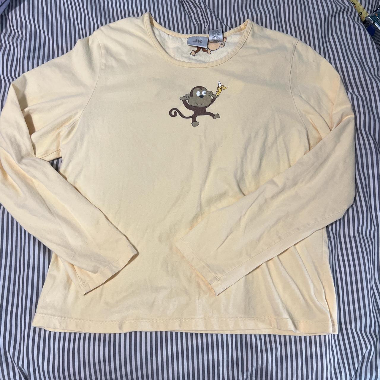 cute y2k vintage yellow monkey graphic long... | Depop
