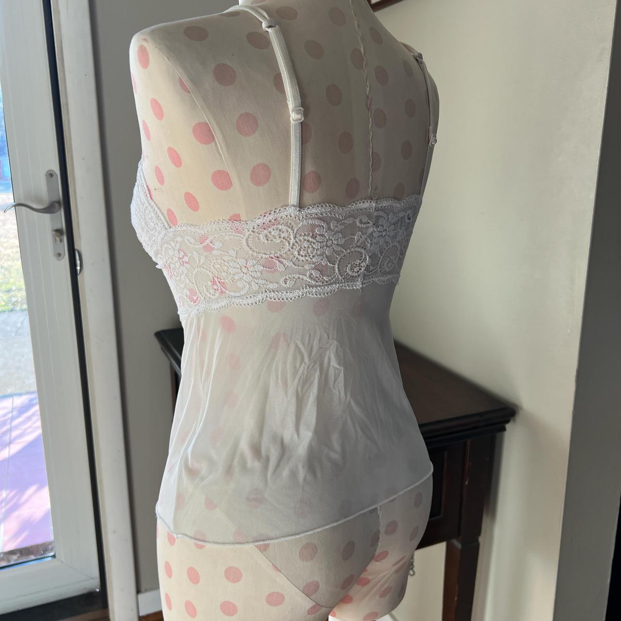 white lace shear cami lingerie top vintage... | Depop