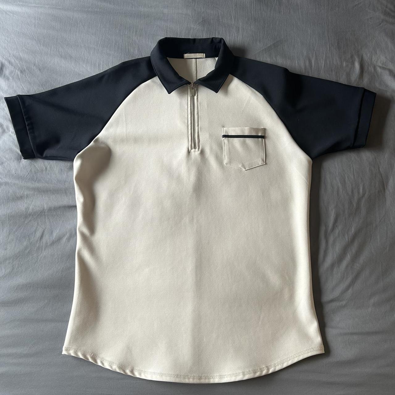 Novu Collection Polo shirt - white / navy Worn... - Depop