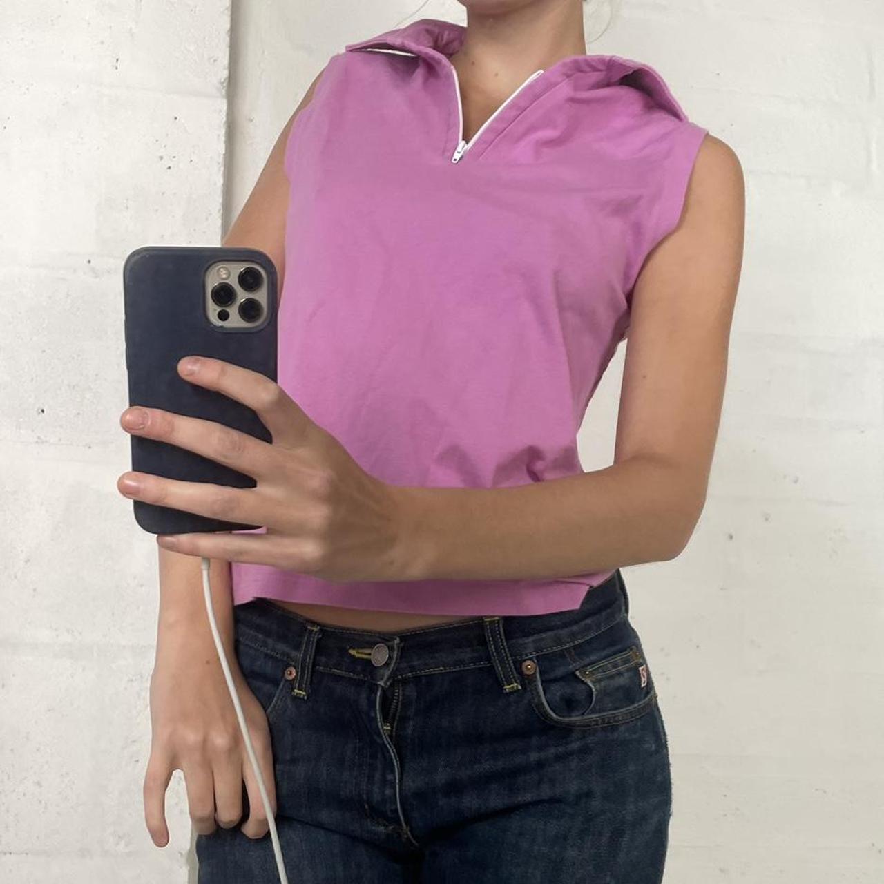 Cutest Italian vintage zip up top with collar detail... - Depop