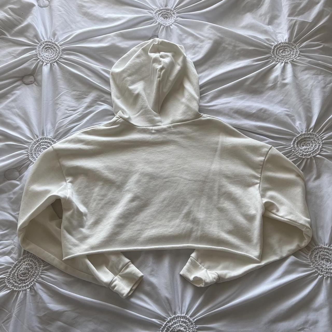 adika white london cropped drawstring hoodie blue... - Depop