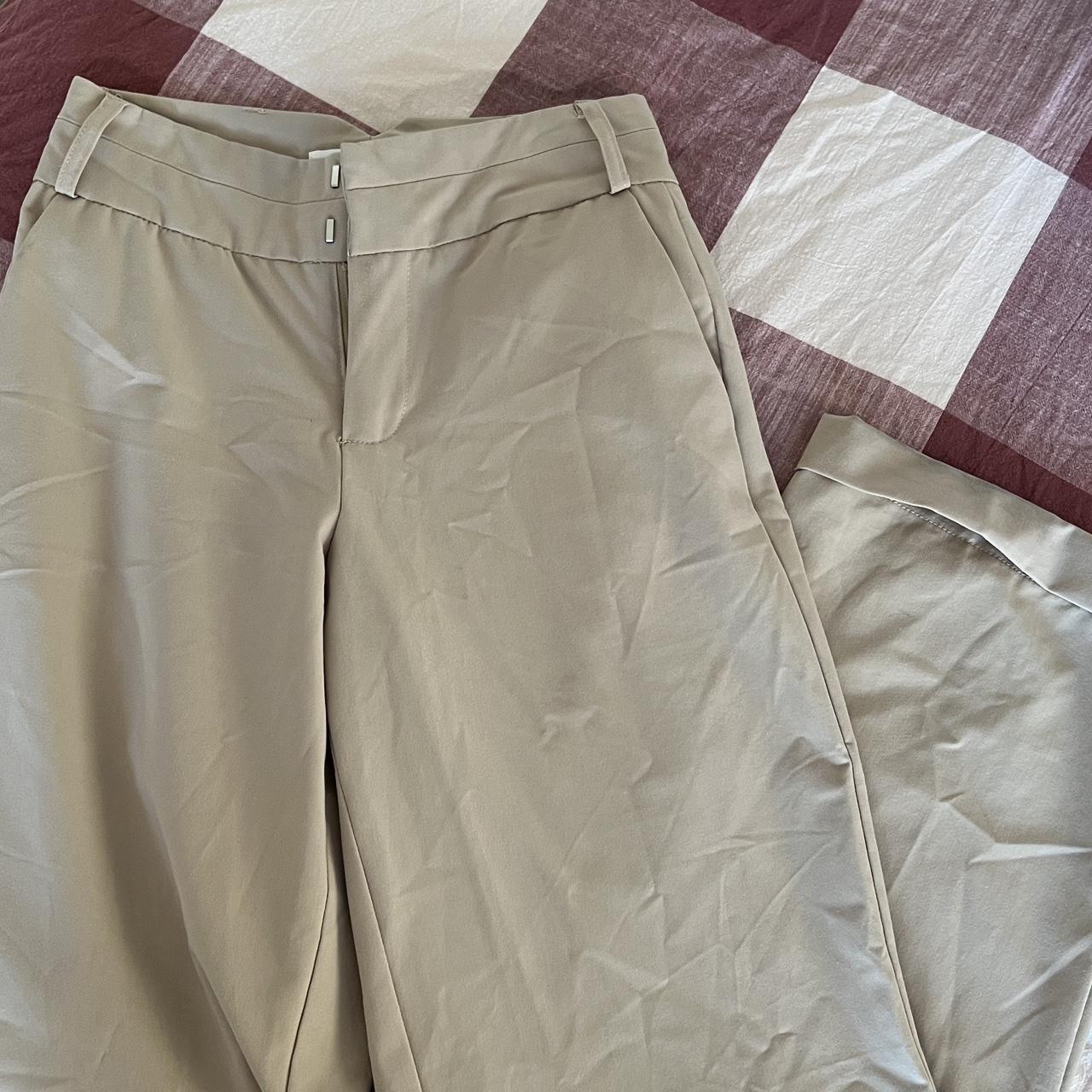 Supre tan/beige pants Mid rise, wide leg Size 6 - Depop