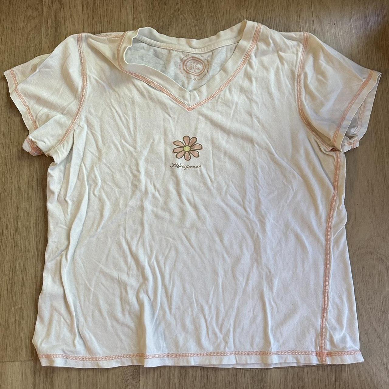 Life is Good v neck top. Light pink color with... - Depop