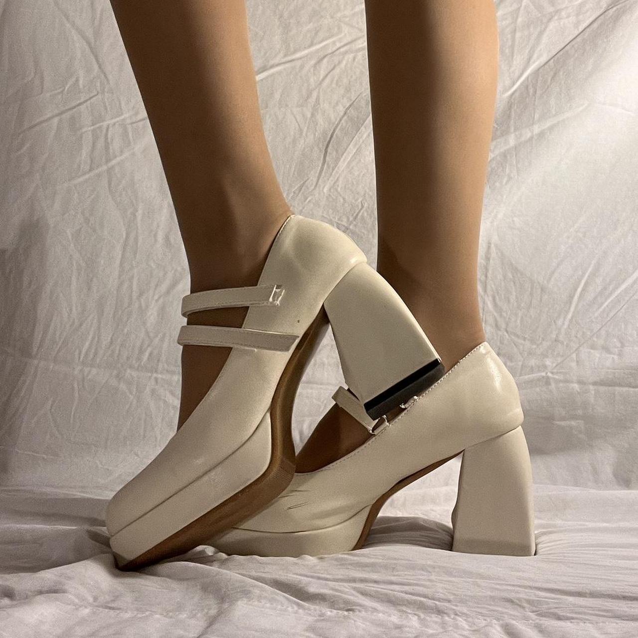 cream platform strappy heels from yesstyle 💕 very... - Depop