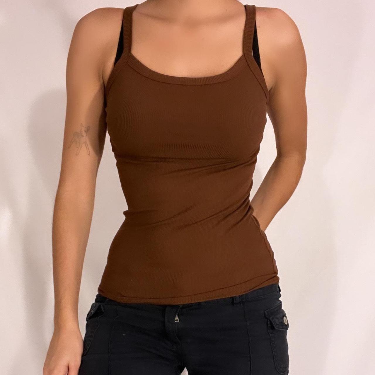 brown tank 2000s style tank from no boundaries - Depop