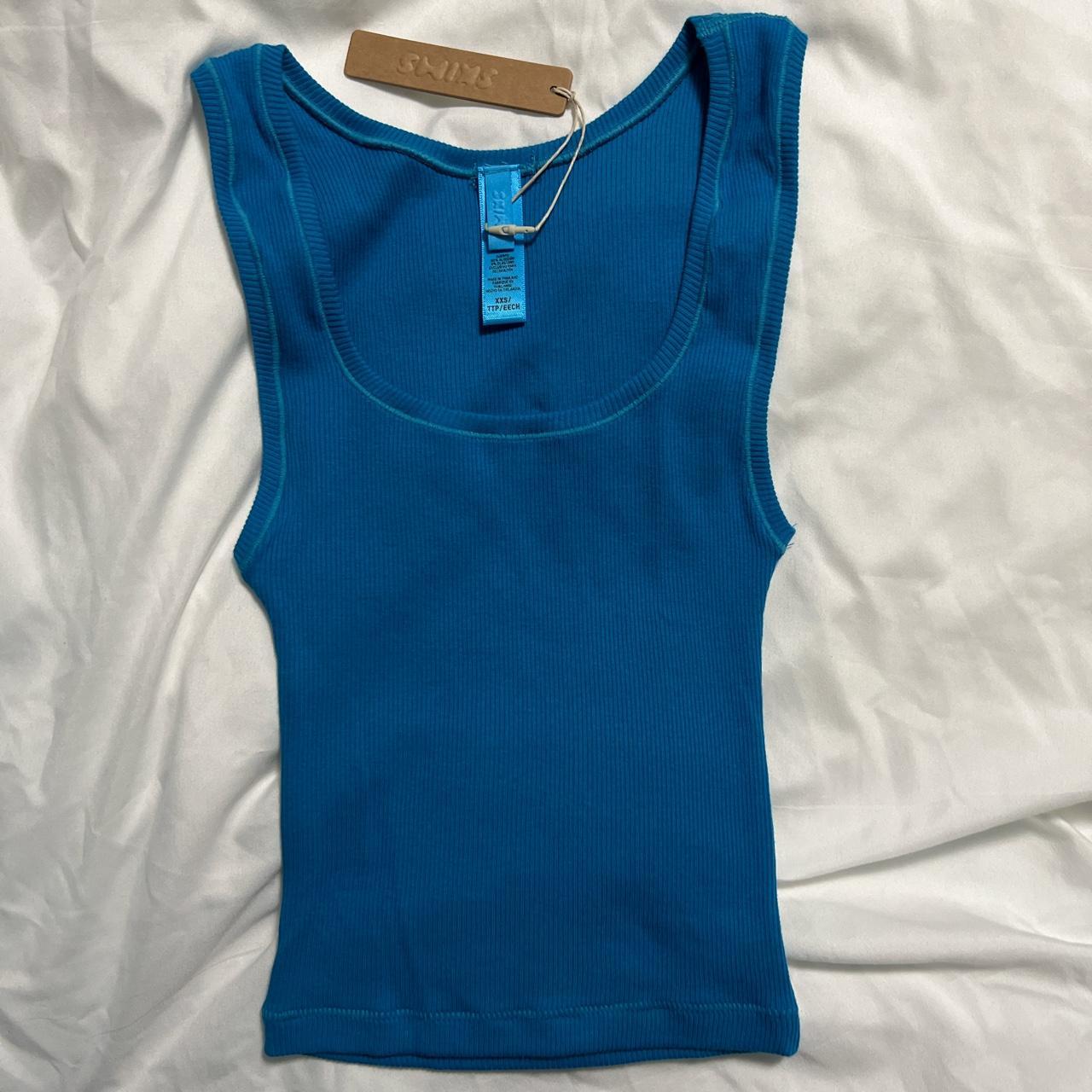 Skims Mykonos blue Cotton Rib Tank Size XXS Brand... - Depop