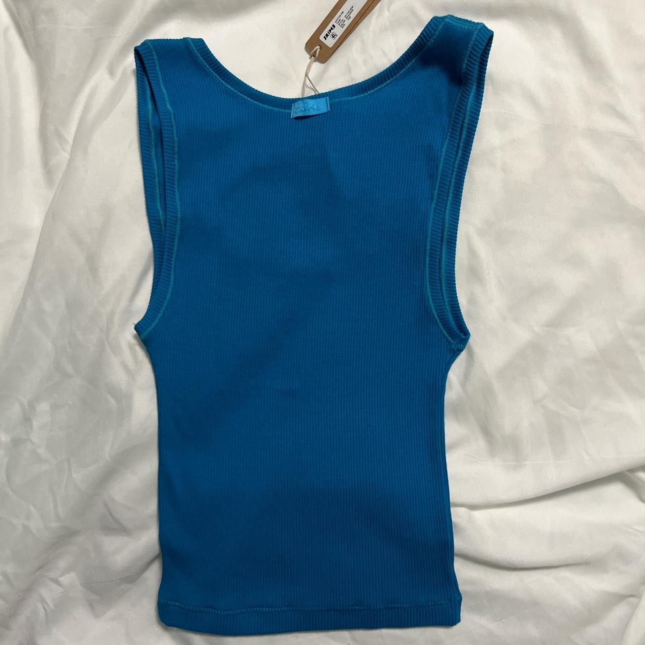 Skims Mykonos blue Cotton Rib Tank Size XXS Brand... - Depop