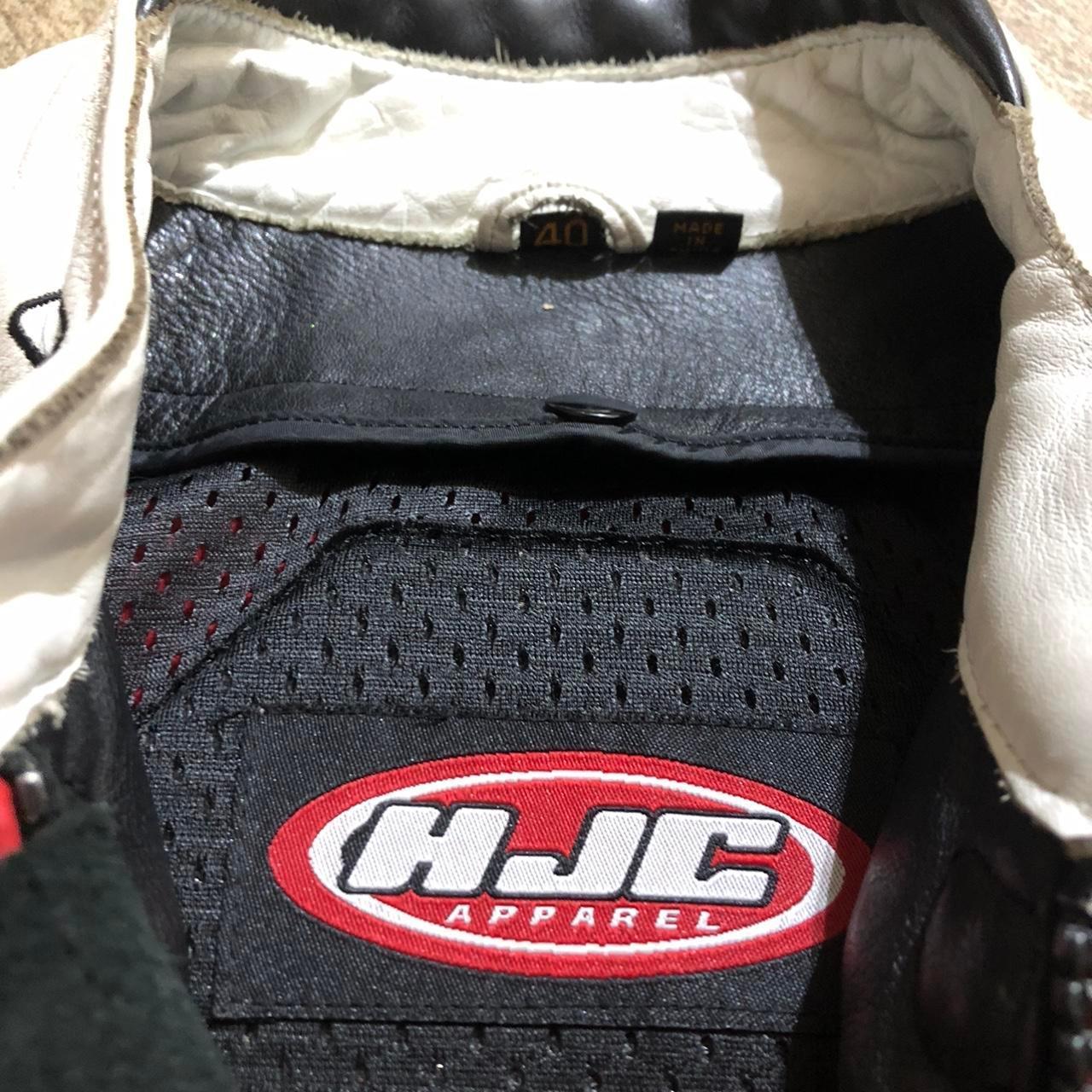 HJC motorcycle leather jacket Leather biker... - Depop