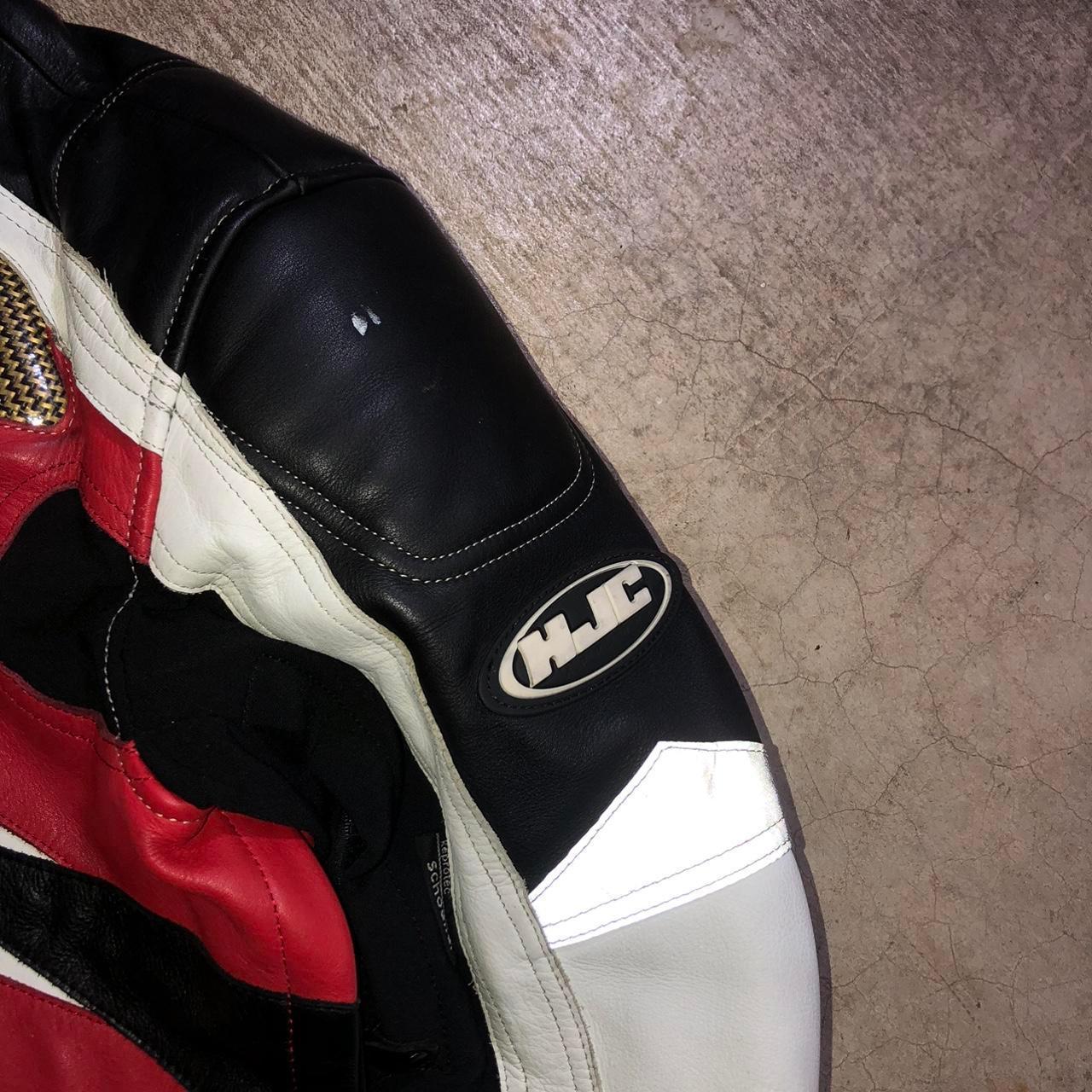 HJC motorcycle leather jacket Leather biker... - Depop