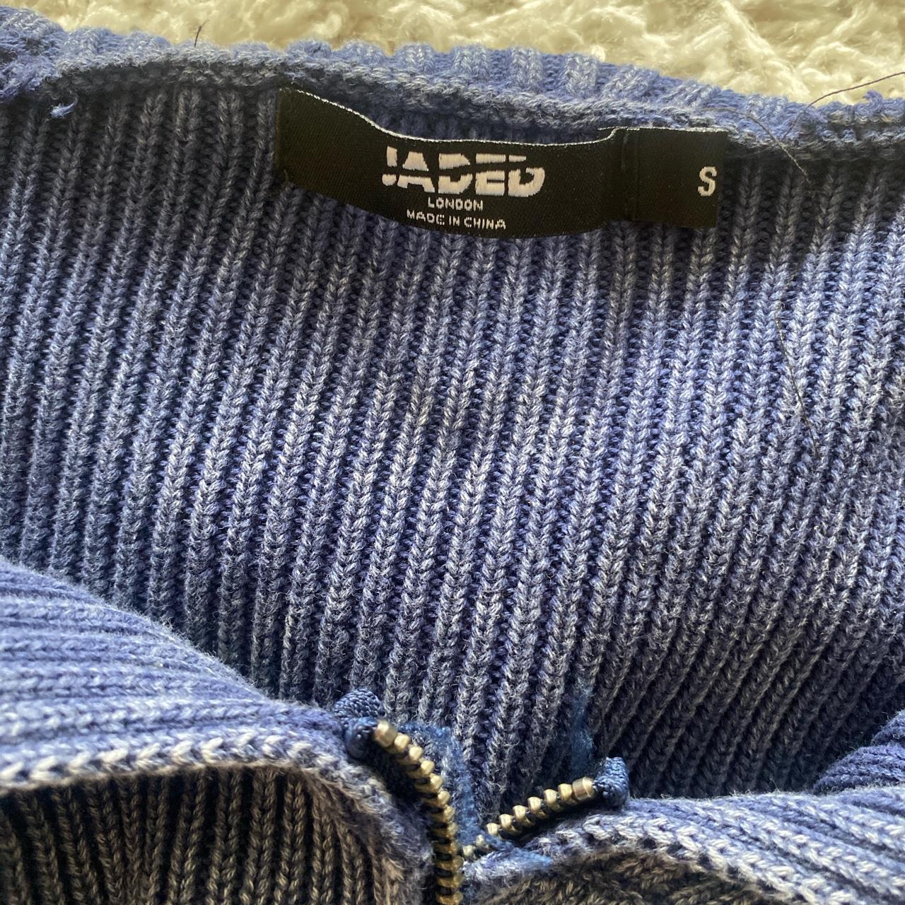 JADED LDN DENIM LOOK KNITTED TOP OFF THE SHOULDER... - Depop