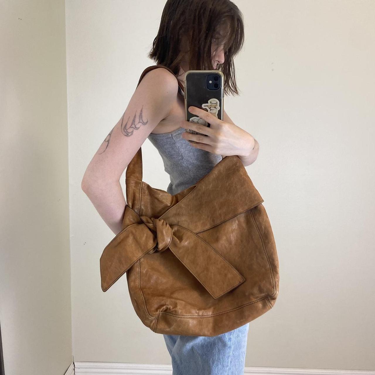 Massive leather chunk bag Super gorgeously... - Depop