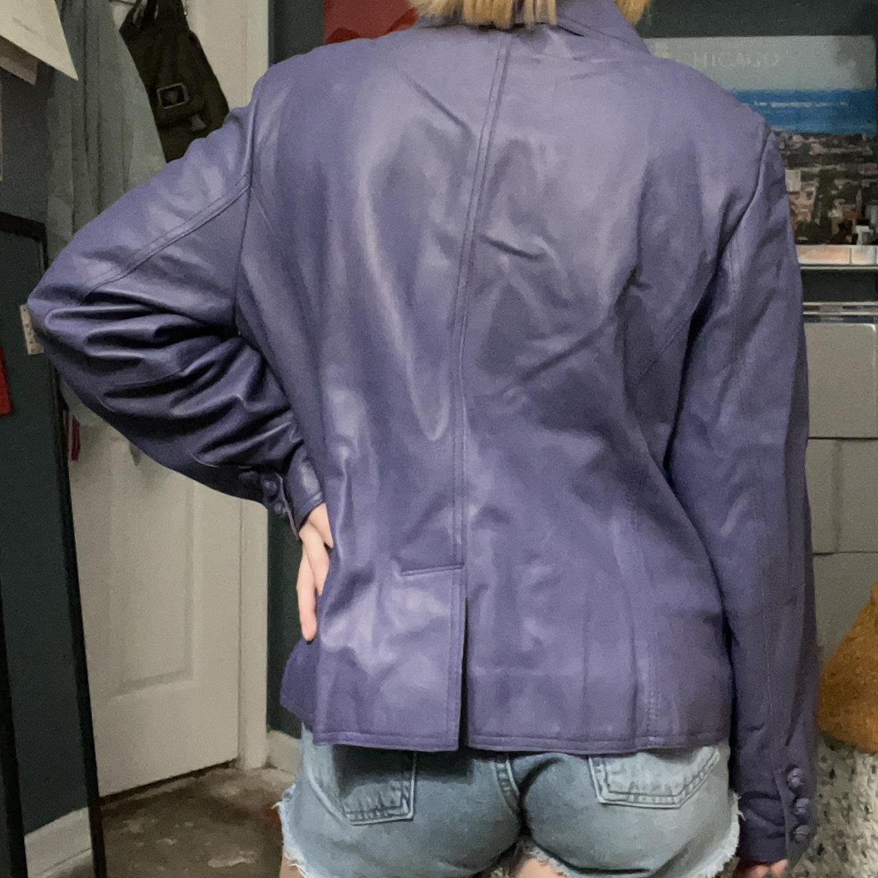 80s purple leather jacket, brand: Pamela McCoy,... - Depop