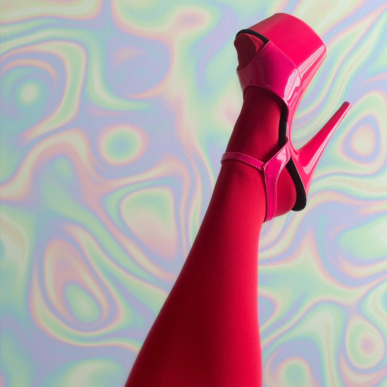 Neon pink Pleasers💖 UV reactive. Size 7 1/2-8 only... - Depop