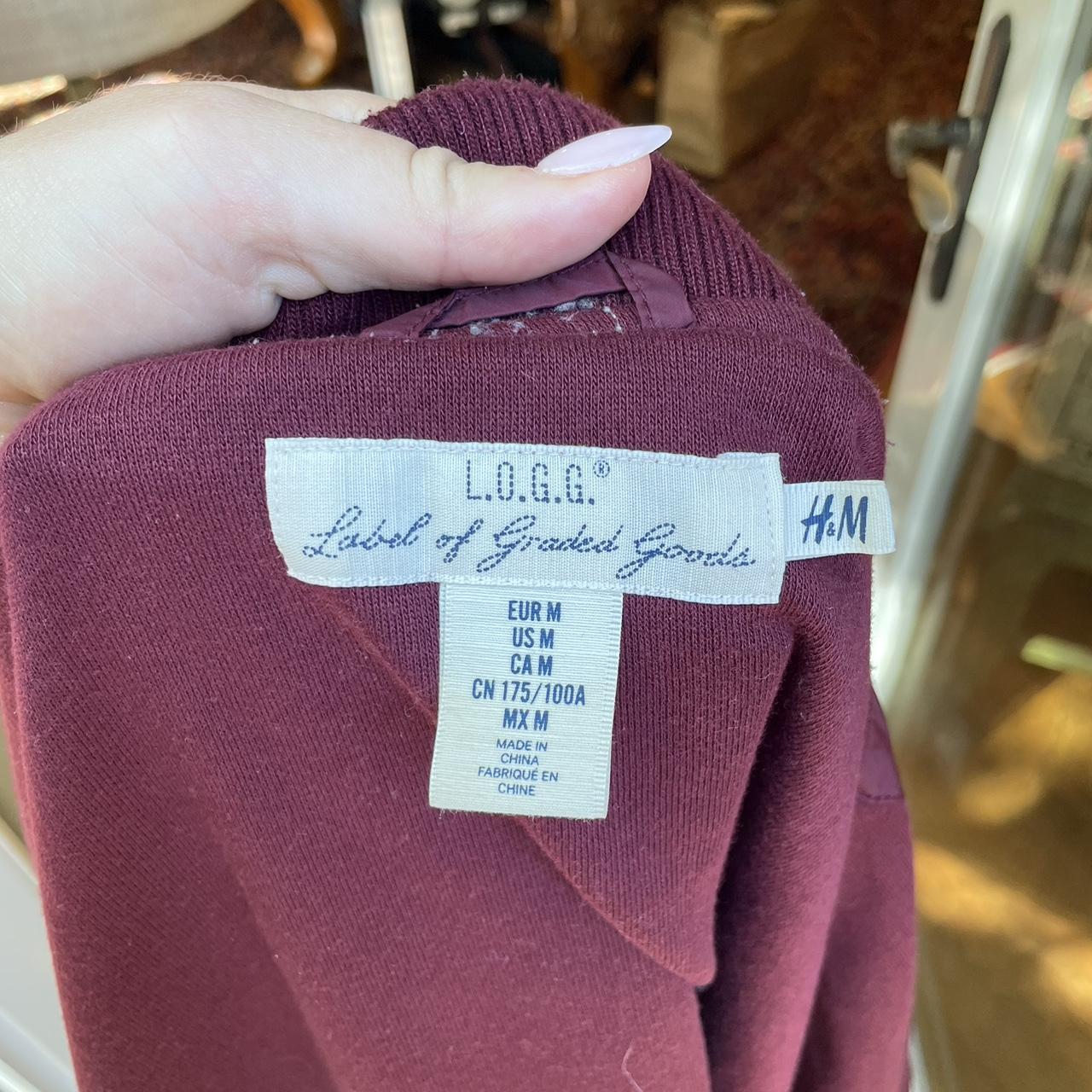 H&M logg maroon Padded Bomber Jacket - Depop