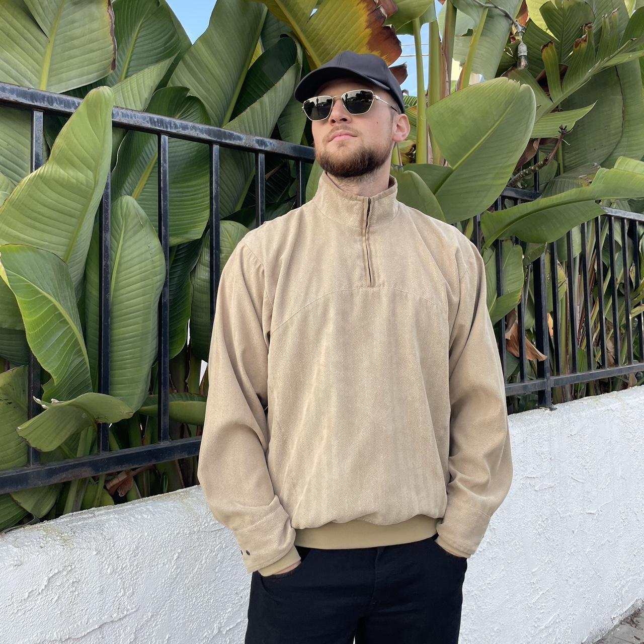 Vtg zero restrictions suede tan bomber jacket - Depop