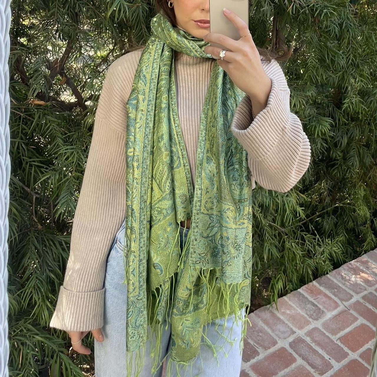 Beautiful Pashmina silk green scarf Chic timeless... - Depop