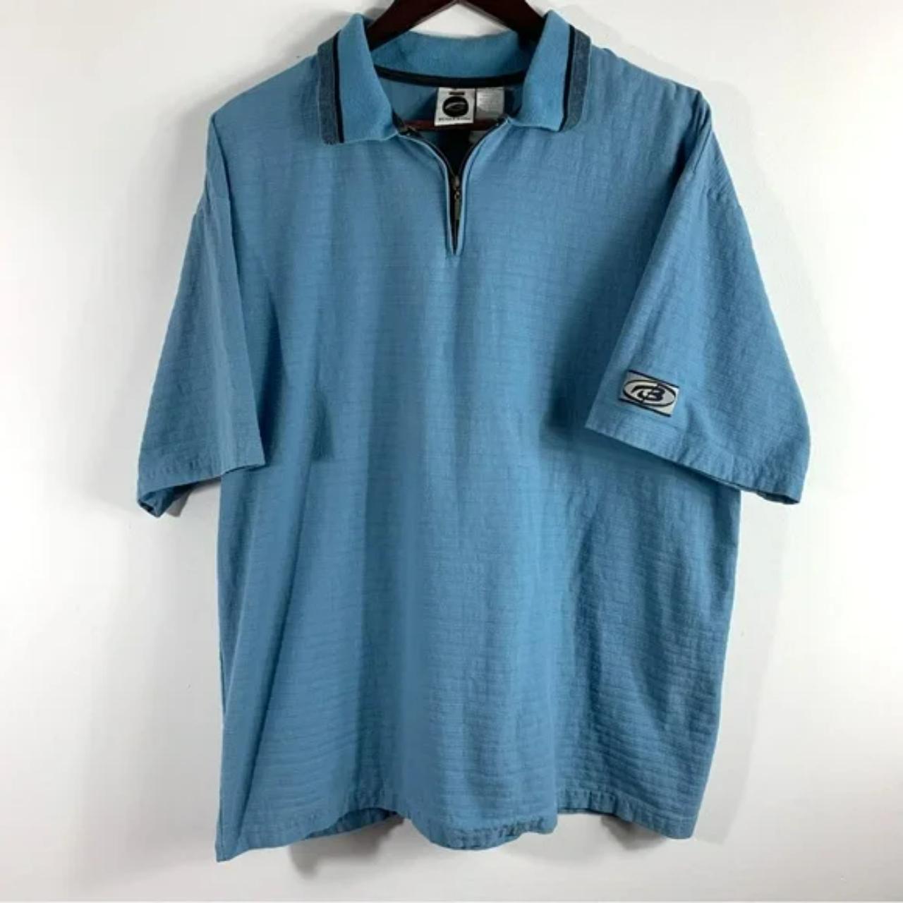 Vintage Bugle Boy Blue Zip Up Polo Shirt The size... - Depop