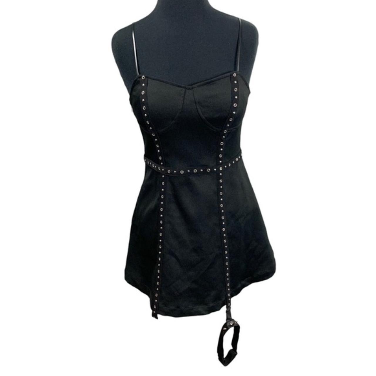 Punk Rave Black Studded Dress and Garter Size tag... - Depop