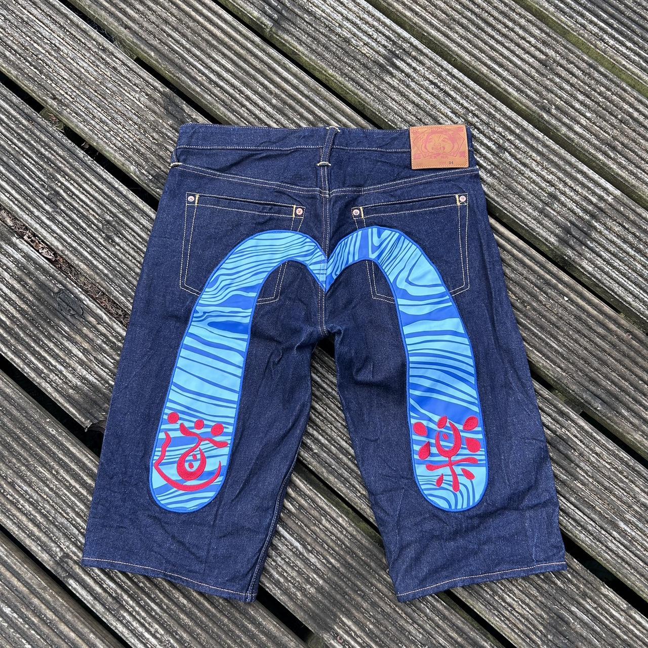 Evisu Blue Gull Denim Shorts 34 waist Great condition - Depop
